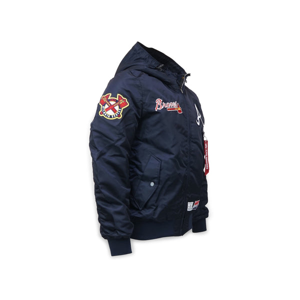 Atlanta Braves MLB New Era X Alpha Industries Navy Men L-2B Hooded Bom ...